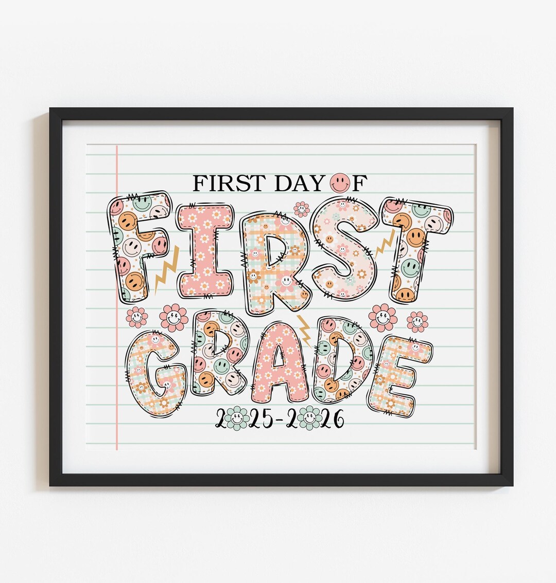 First Day of 1st Grade Sign Printable, Girl Back to School Photo Prop ...