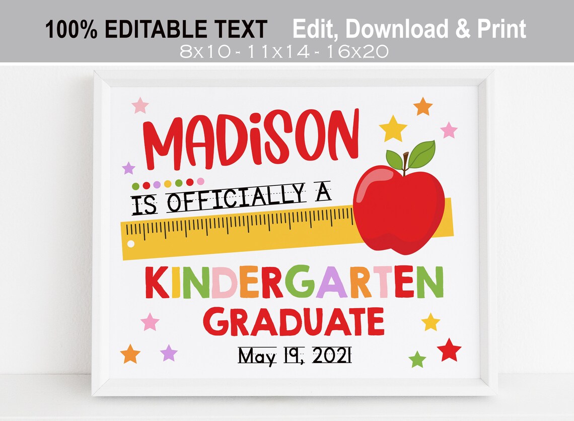 EDITABLE Kindergarten Graduation Diploma Printable Girl Last - Etsy