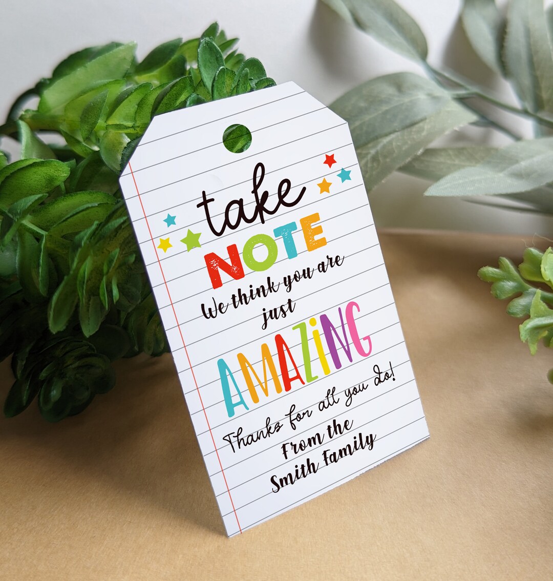 Editable Teacher Appreciation Gift Tag, Notepad Thank You Tags, Last ...
