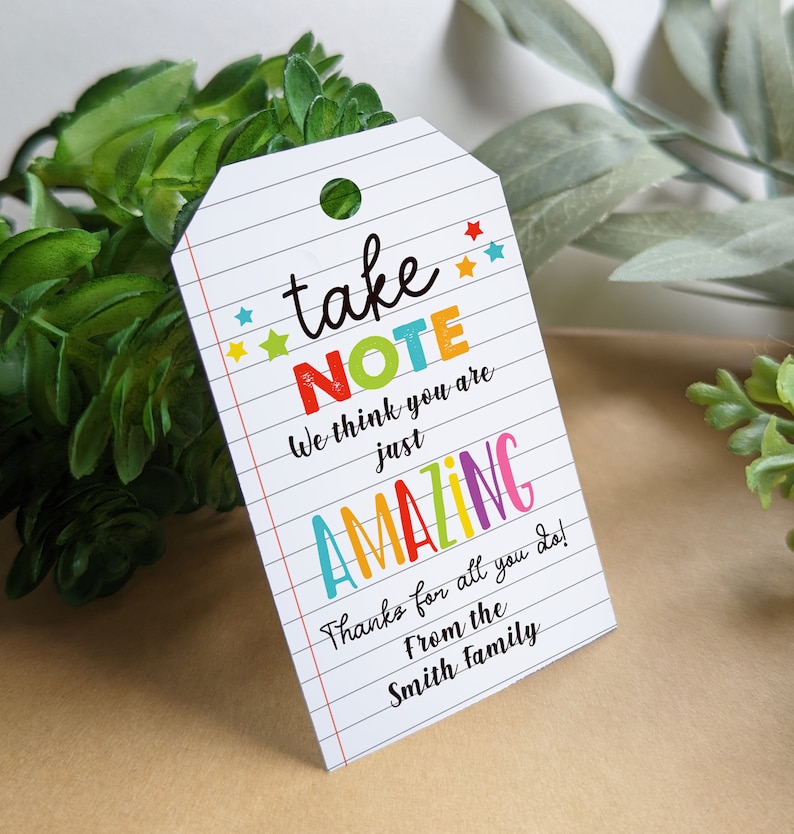 Editable Teacher Appreciation Gift Tag, Notepad Thank You Tags, Last ...
