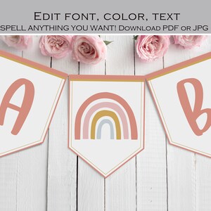 EDITABLE Boho Rainbow Baby Shower Welcome Sign Printable, Earth Tones ...