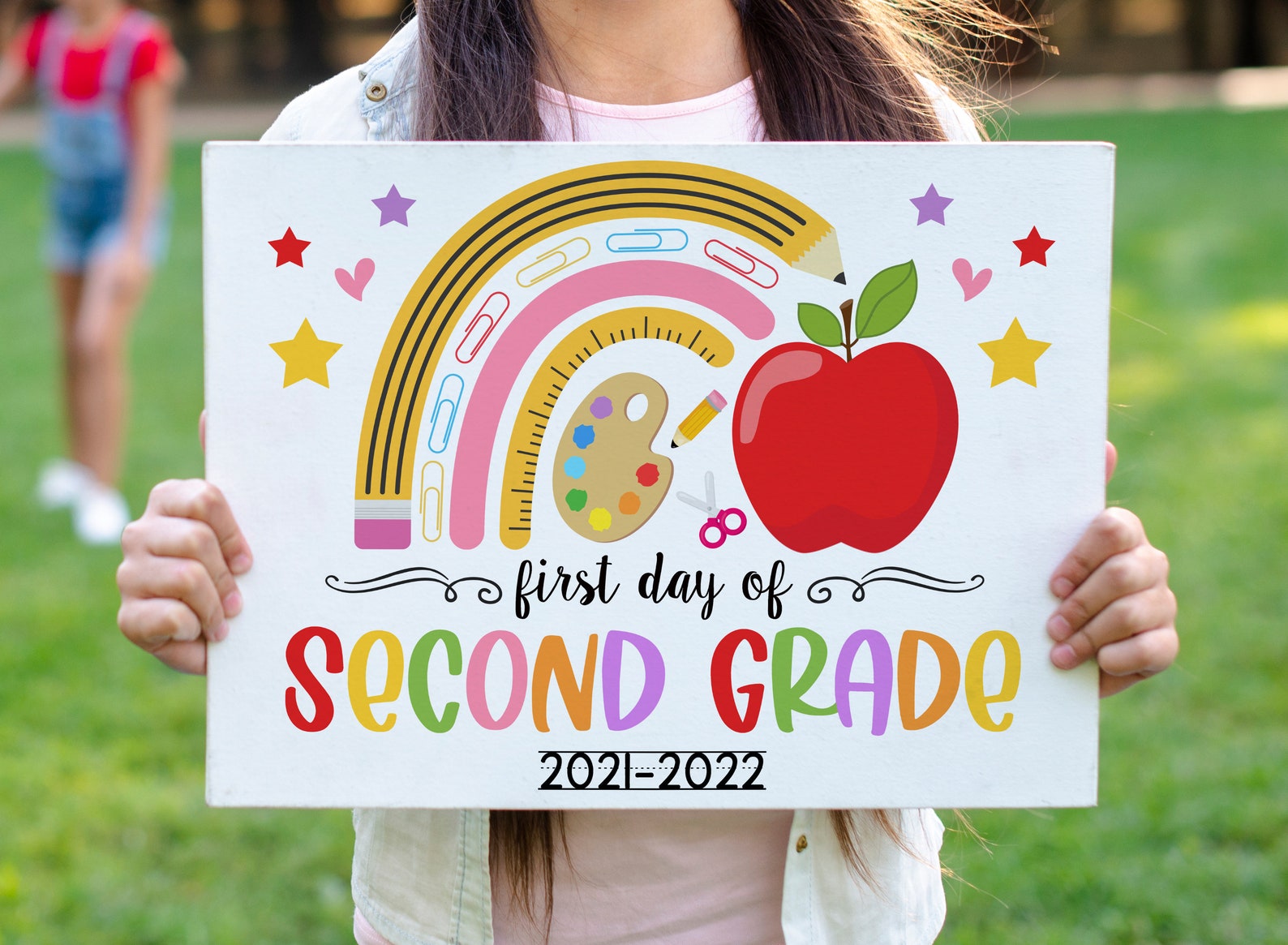 Rainbow First Day of 2nd Grade Sign Printable Girl Back to | Etsy