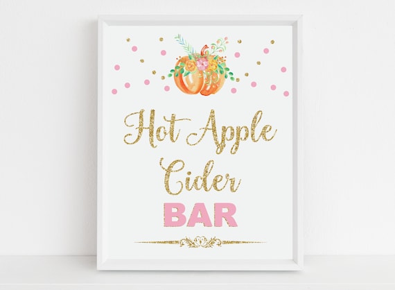 Hot Apple Cider Bar Sign Printable Fall Pink and Gold Our | Etsy