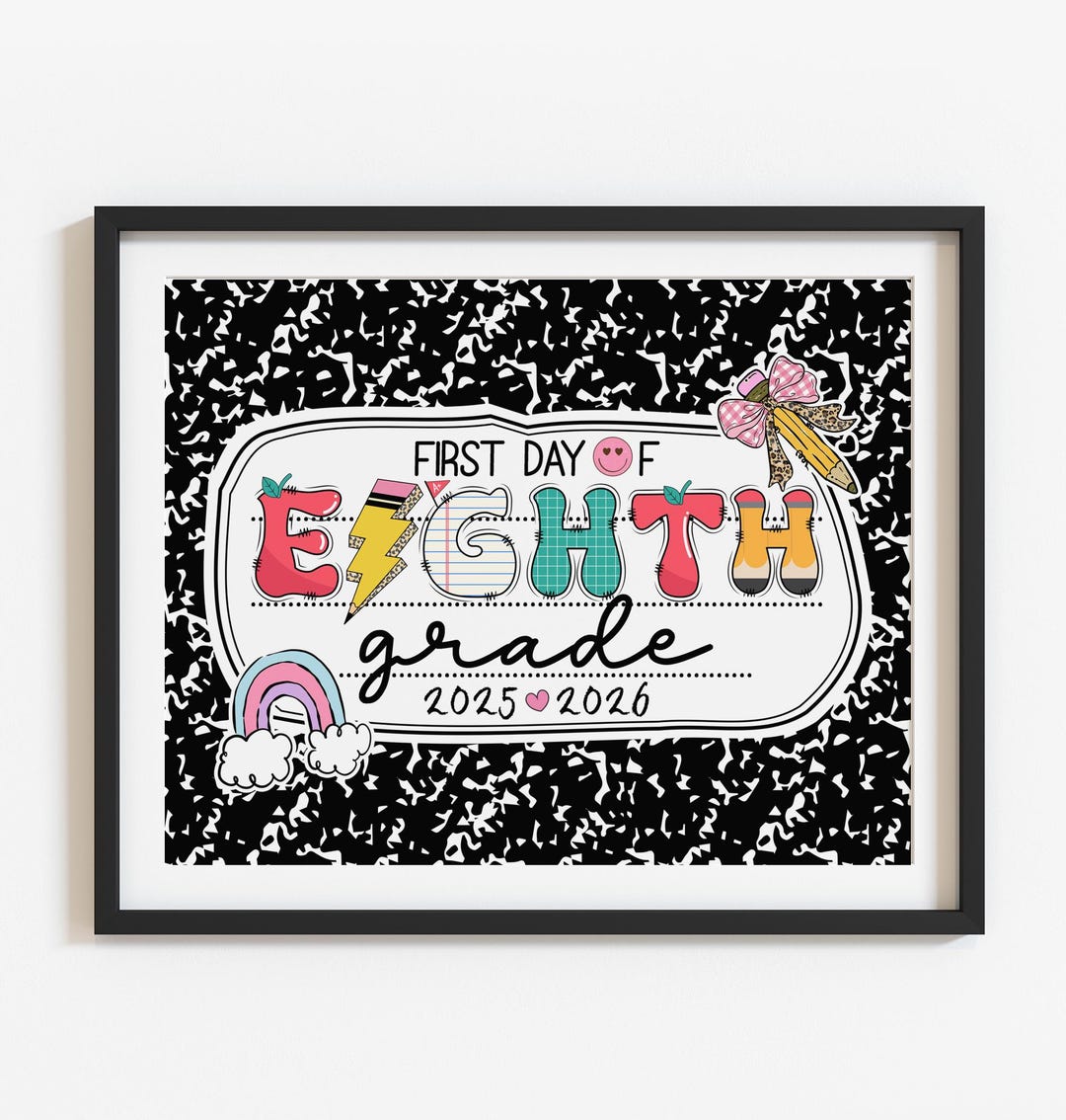 First Day of 8th Grade Sign Printable, Girl Back to School Photo Prop ...