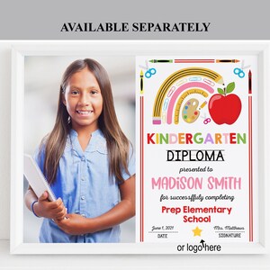 EDITABLE Kindergarten Diploma With Photo Printable Rainbow - Etsy