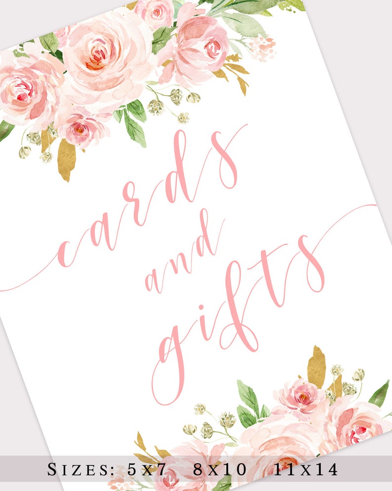 Cards & Gifts Sign Printable Blush Pink Floral Gifts Sign - Etsy