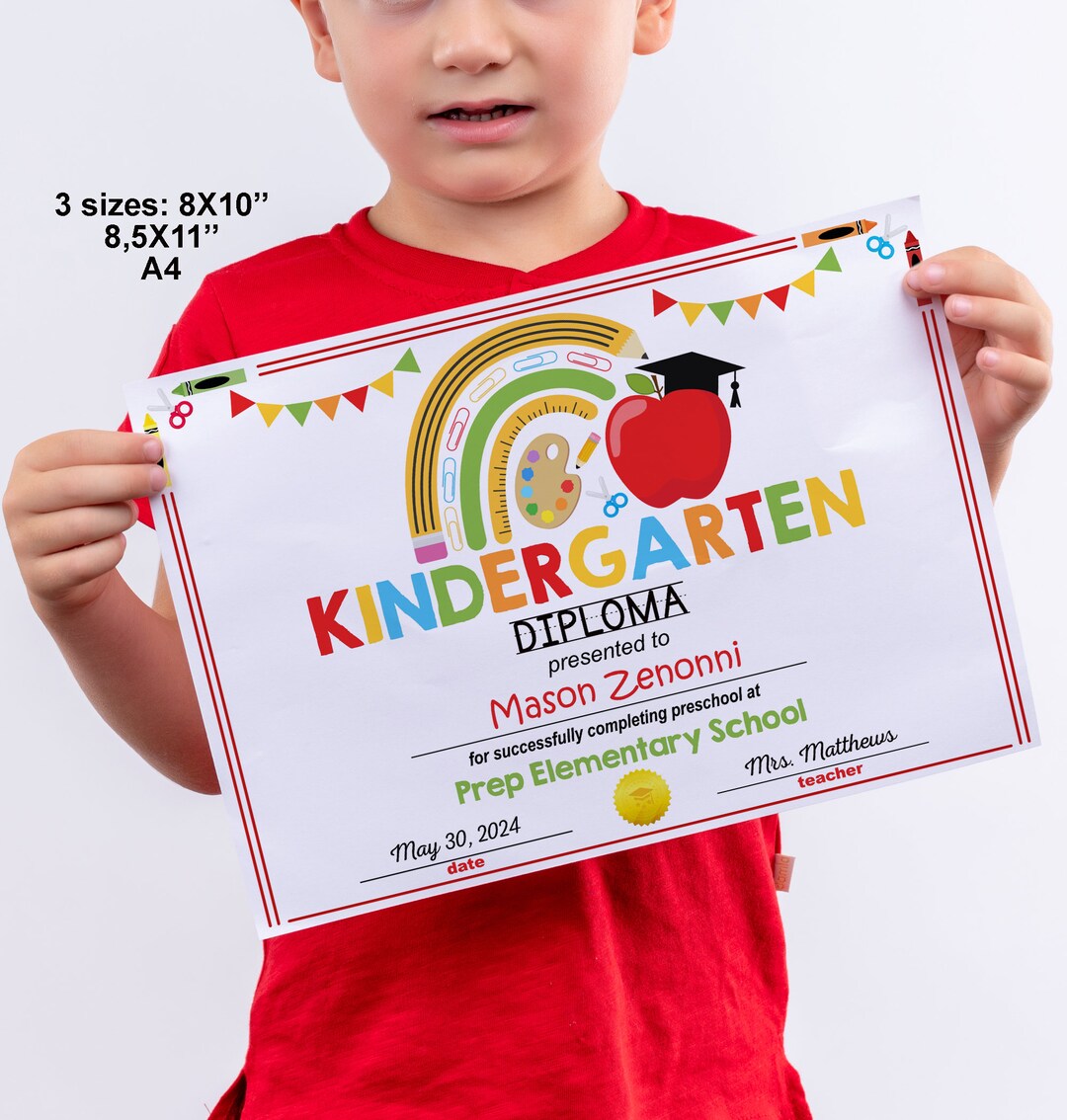 ANY GRADE Editable Diploma, Kindergarten Certificate, Preschool Diploma ...