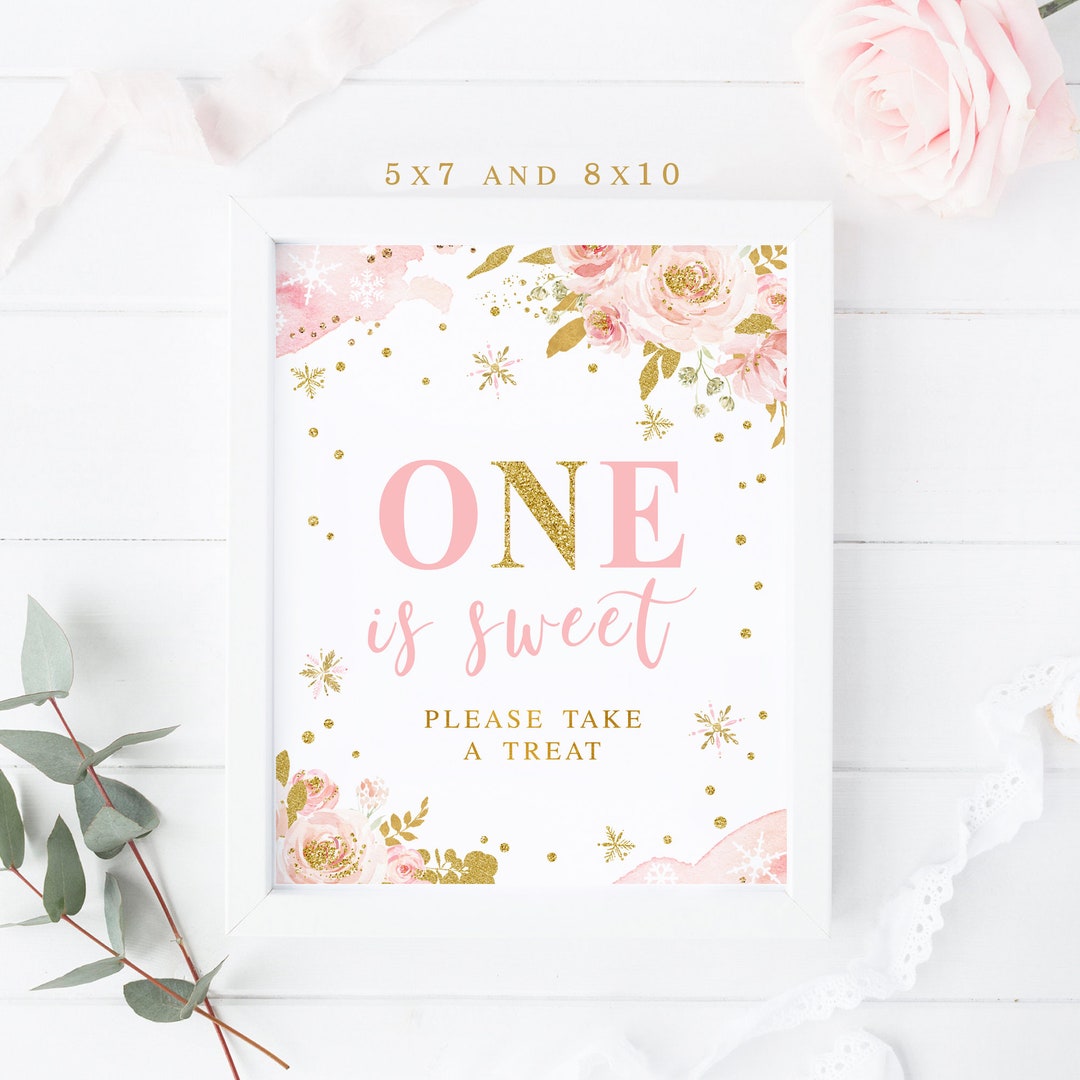 One is Sweet Please Take a Treat Table Sign Printable Winter - Etsy