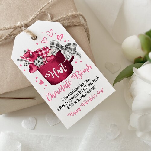 Editable Hot Chocolate Bomb Tag Valentine's Day Hot Cocoa - Etsy