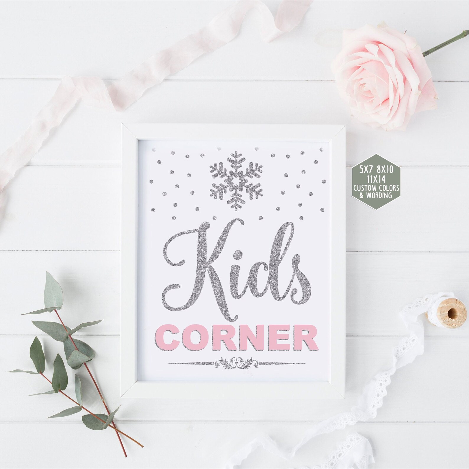 Kids Corner Sign Printable Winter Onederland Decorations - Etsy