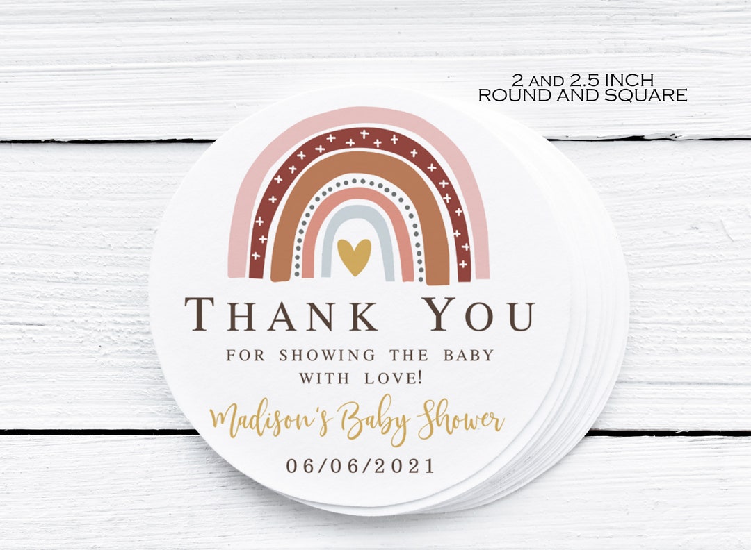 EDITABLE Boho Rainbow Thank You Tag Printable, Baby Shower Favor Labels ...