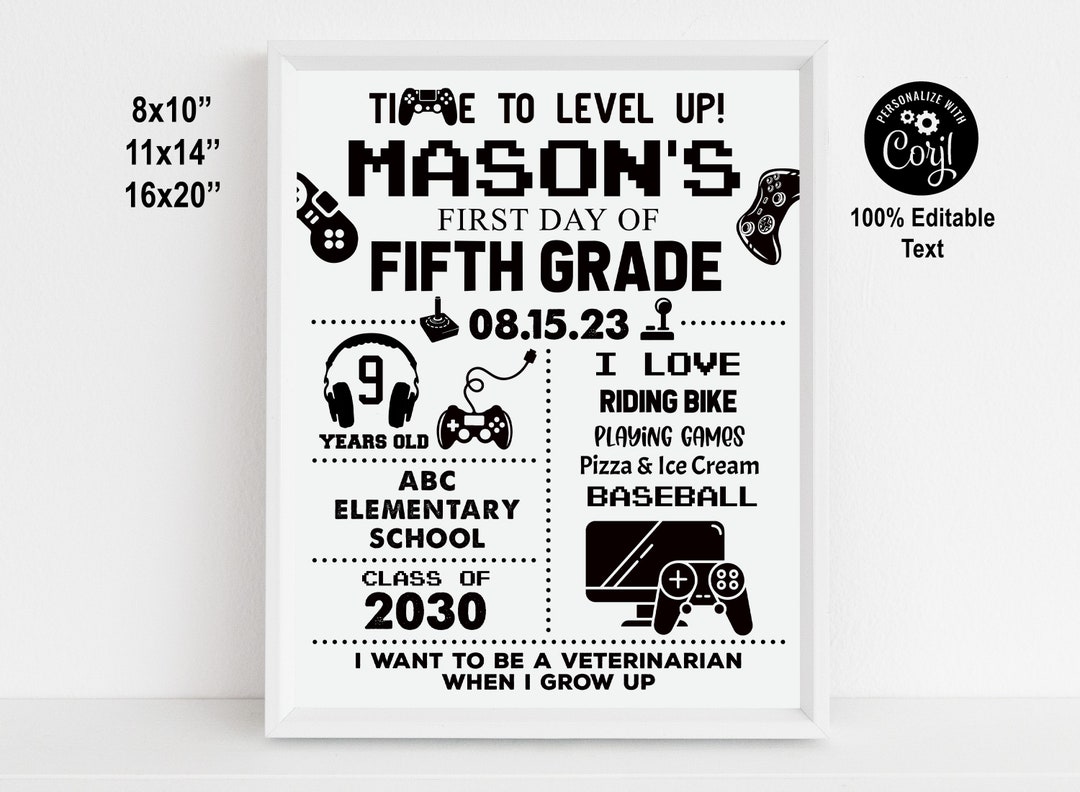 EDITABLE Gamer First or Last Day of School Sign Printable, Video Game ...