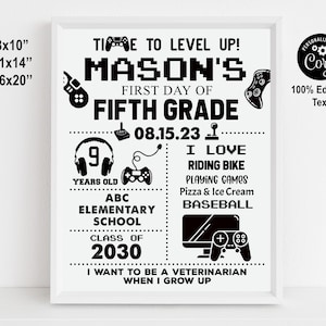 EDITABLE Gamer First or Last Day of School Sign Printable, Video Game ...