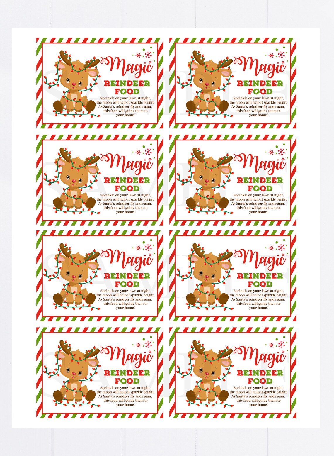 Magic Reindeer Food Tags Printable Kids Christmas Tag DIY | Etsy