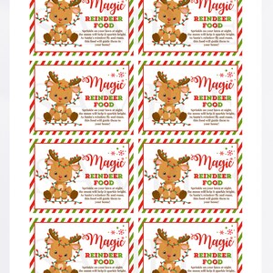 Magic Reindeer Food Tags Printable, Kids Christmas Tag, DIY Class ...