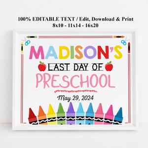 EDITABLE Last Day of School Printable Sign, Girl End of School Year ...