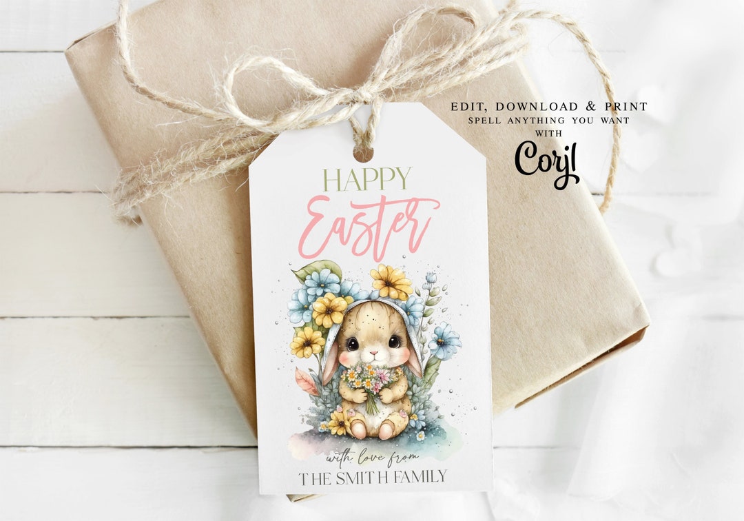 Easter Gift Tags Printable, Easter Basket Party Favors, Cute Easter ...