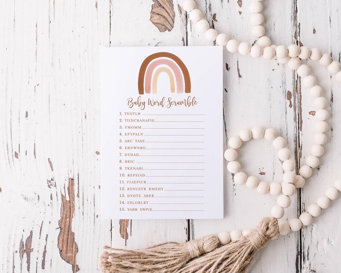 Boho Rainbow Pass the Prize Baby Shower Game Printable, Rhyme Game ...