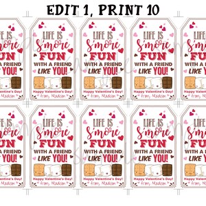S'mores Valentine's Day Gift Tag Printable, Life is S'more Fun With a ...