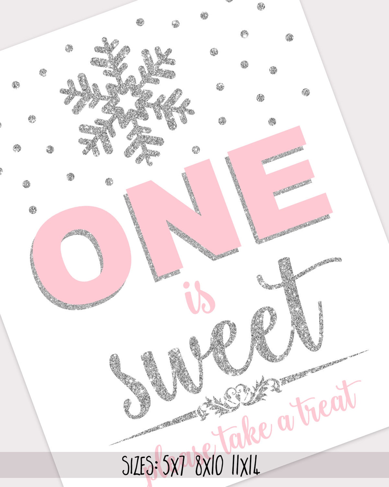 One is Sweet Please Take a Treat Sign Printable Winter - Etsy