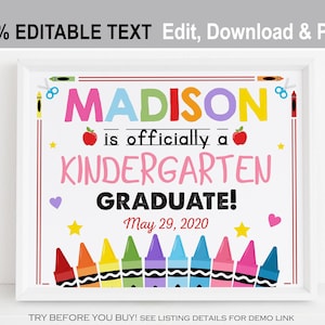 EDITABLE Kindergarten Graduation Diploma, Personalized Girl Last Day of ...
