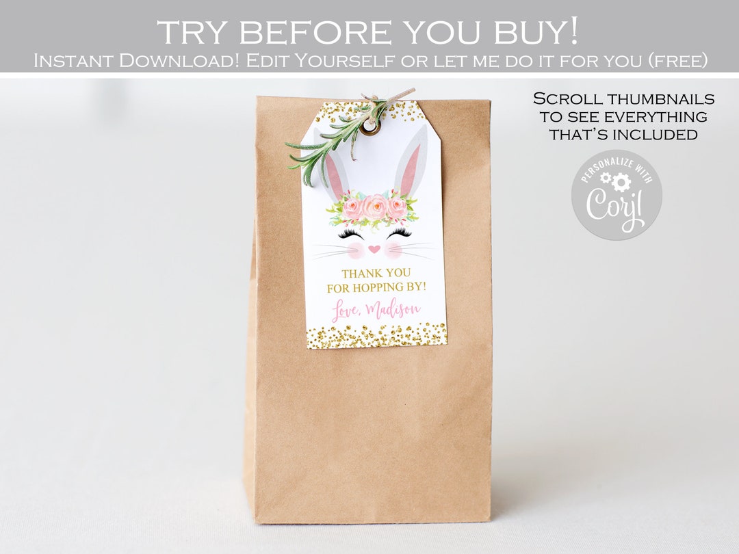 Bunny Thank You Tag, Some Bunny is One Party Favor Tags, Rabbit Labels ...