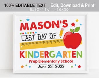 EDITABLE Last Day of School Sign Printable Boy End of School | Etsy