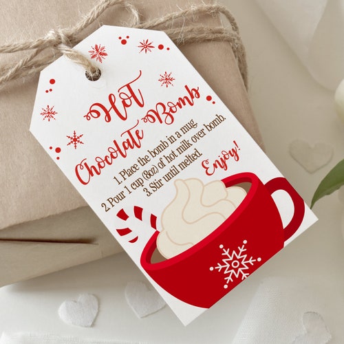 Hot Chocolate Bomb Tag Printable Printable Hot Cocoa Bomb | Etsy