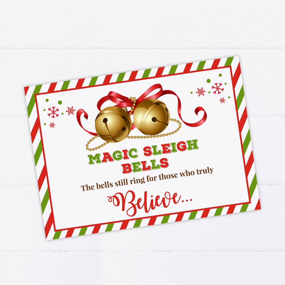 Magic Sleigh Bells Tags Printable, Kids Christmas Tag, DIY Class School ...
