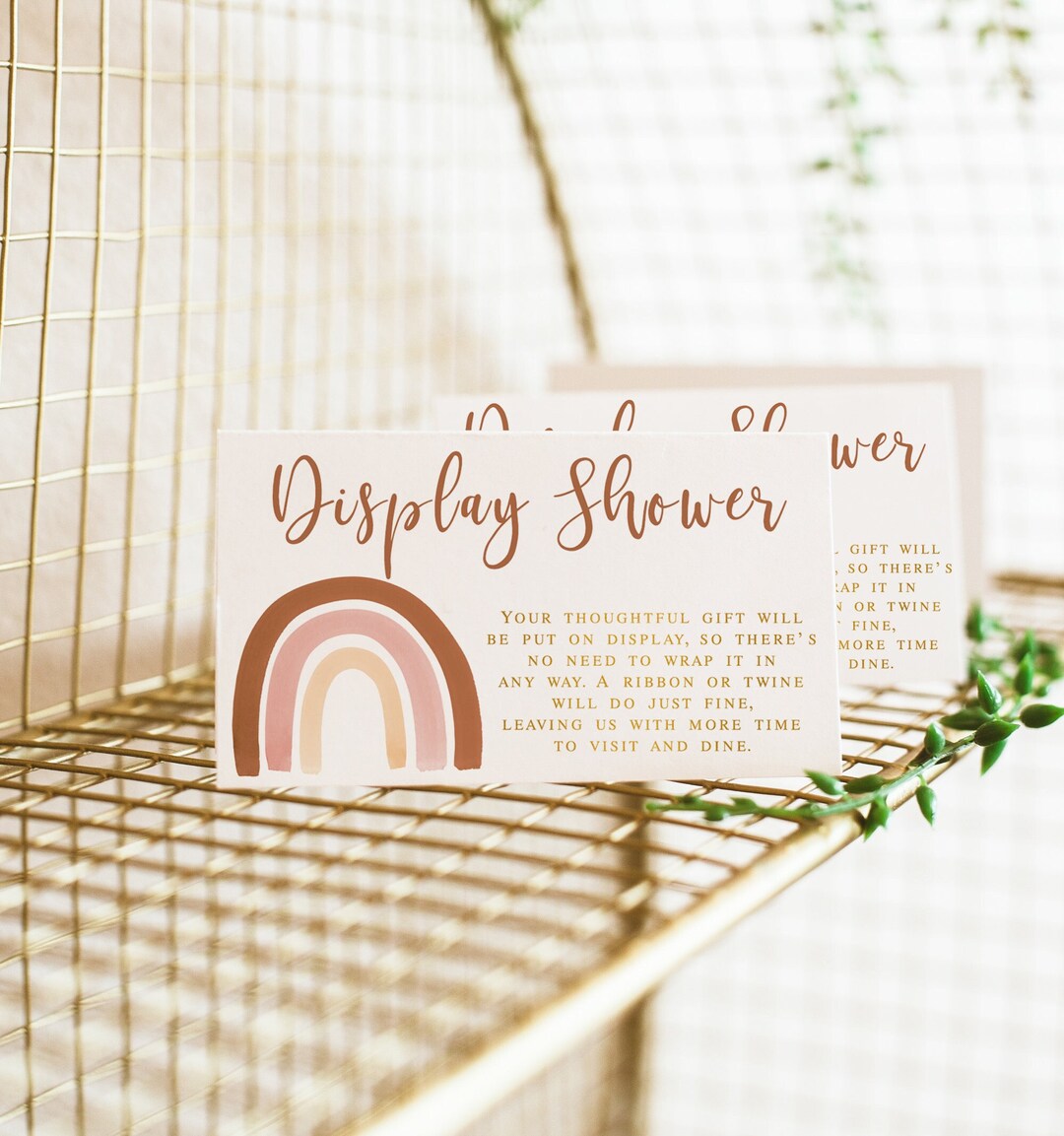 Boho Rainbow Display Shower Cards Printable, Muted Rainbow Baby Shower ...