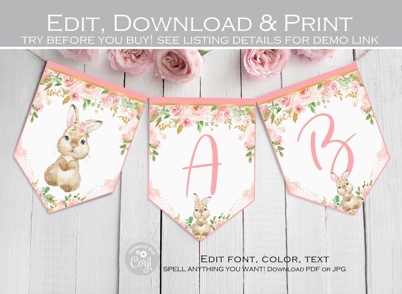 EDITABLE Bunny Welcome Sign Printable Some Bunny is One | Etsy