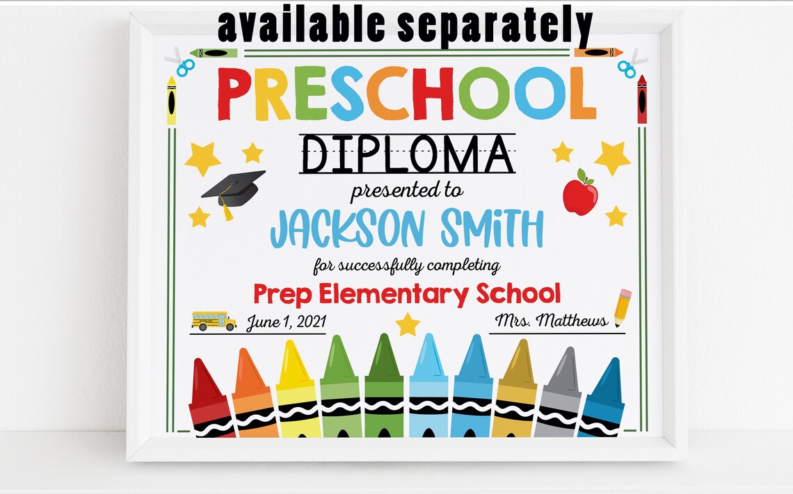 EDITABLE Preschool Diploma Printable Girl Personalized - Etsy