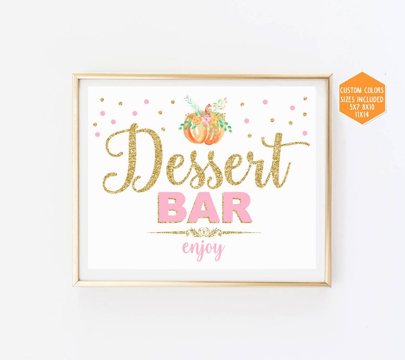 Dessert bar sign printable fall girl baby shower pink and | Etsy