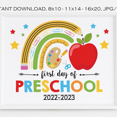 Boho Rainbow Back to School Chalkboard Sign First Day of - Etsy