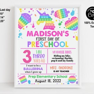 EDITABLE First or Last Day of School Sign Printable, Girl Back to ...