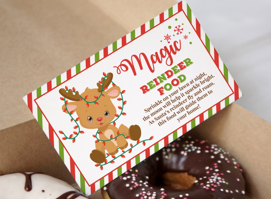 Magic Reindeer Food Tags Printable Kids Christmas Tag DIY - Etsy