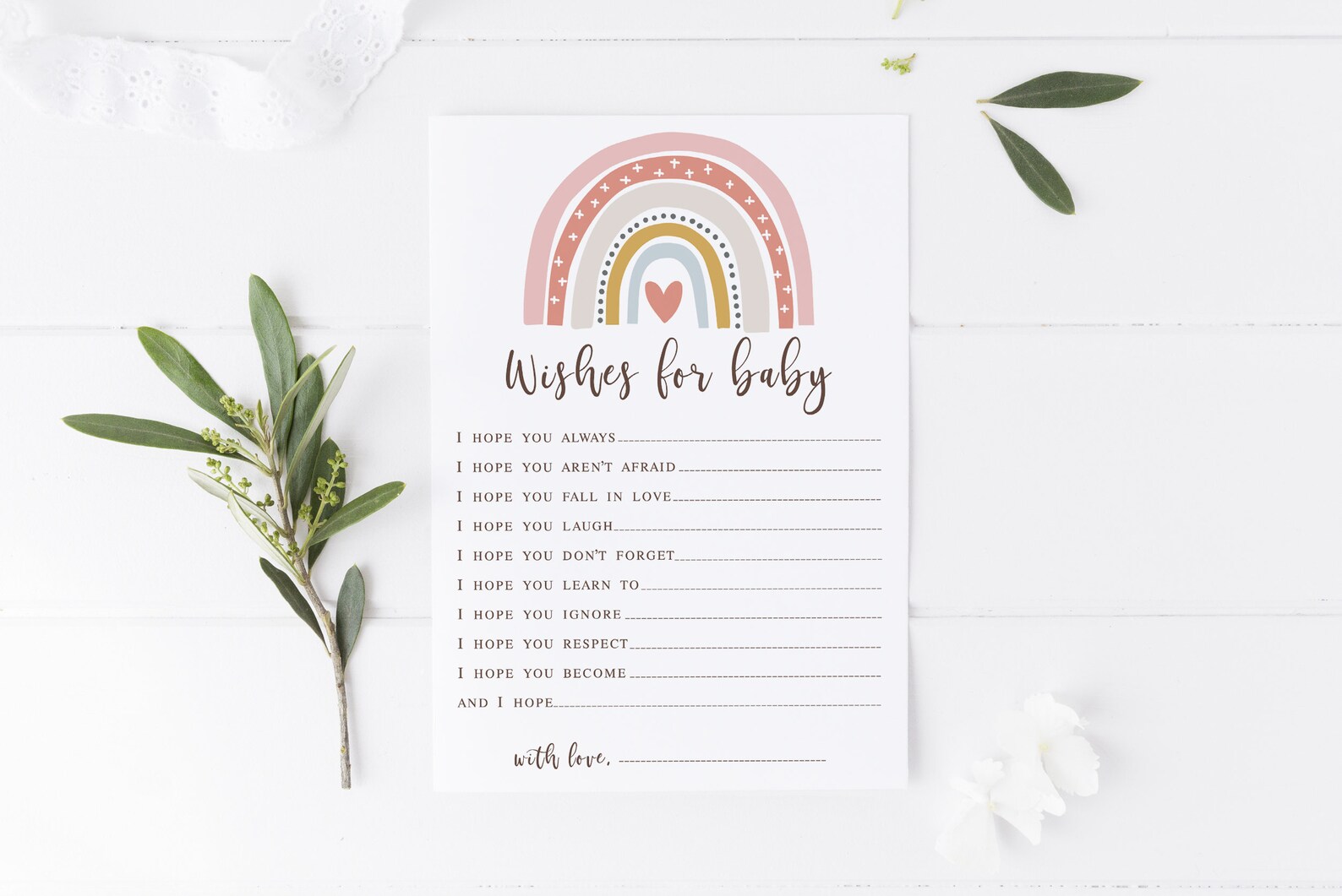 Rainbow Wishes for Baby Cards Baby Shower Games Printable | Etsy