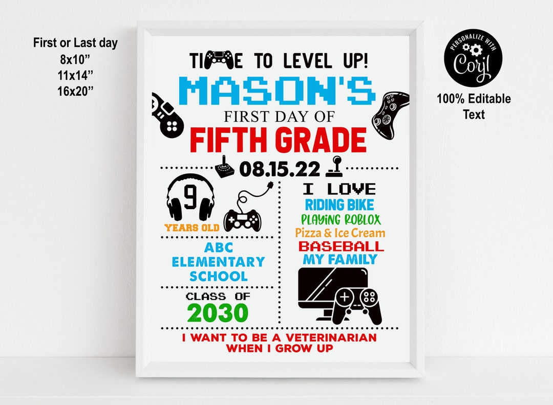 EDITABLE Video Game First or Last Day of School Sign Printable, Gamer ...
