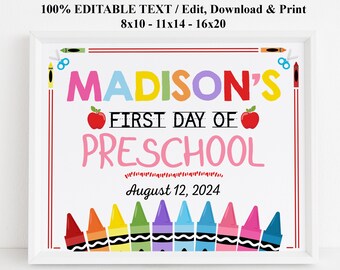 Boho Rainbow First Day of School Sign Printable, Girl Back to School ...