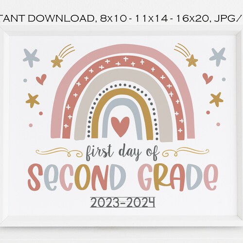Rainbow First Day of Preschool Sign Printable Girl Back to - Etsy