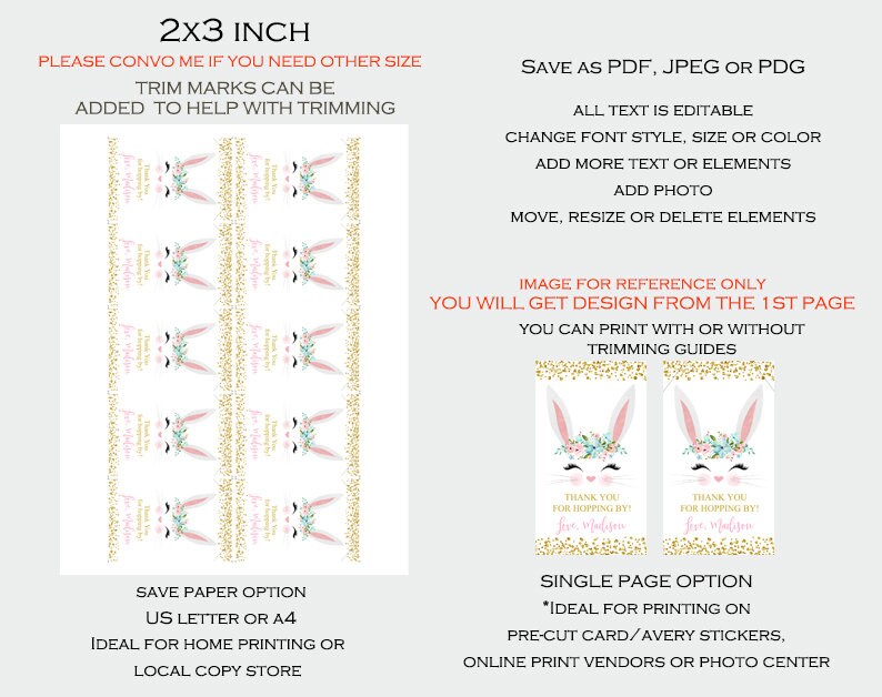 Bunny Thank You Tag Some Bunny is One Party Favor Tags - Etsy