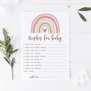 Advice for the New Parents Cards Printable, Boho Rainbow Girl Baby ...