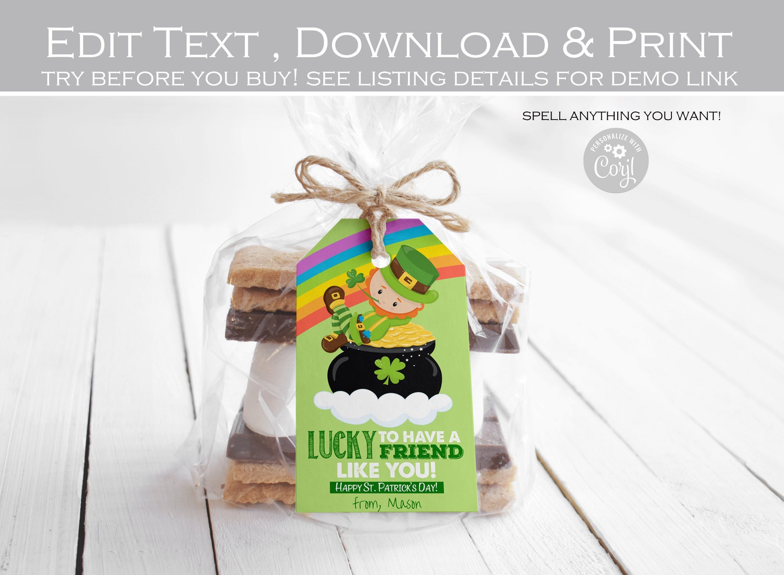EDITABLE You're the Pot of Gold at the End of My Rainbow, St. Patrick's ...