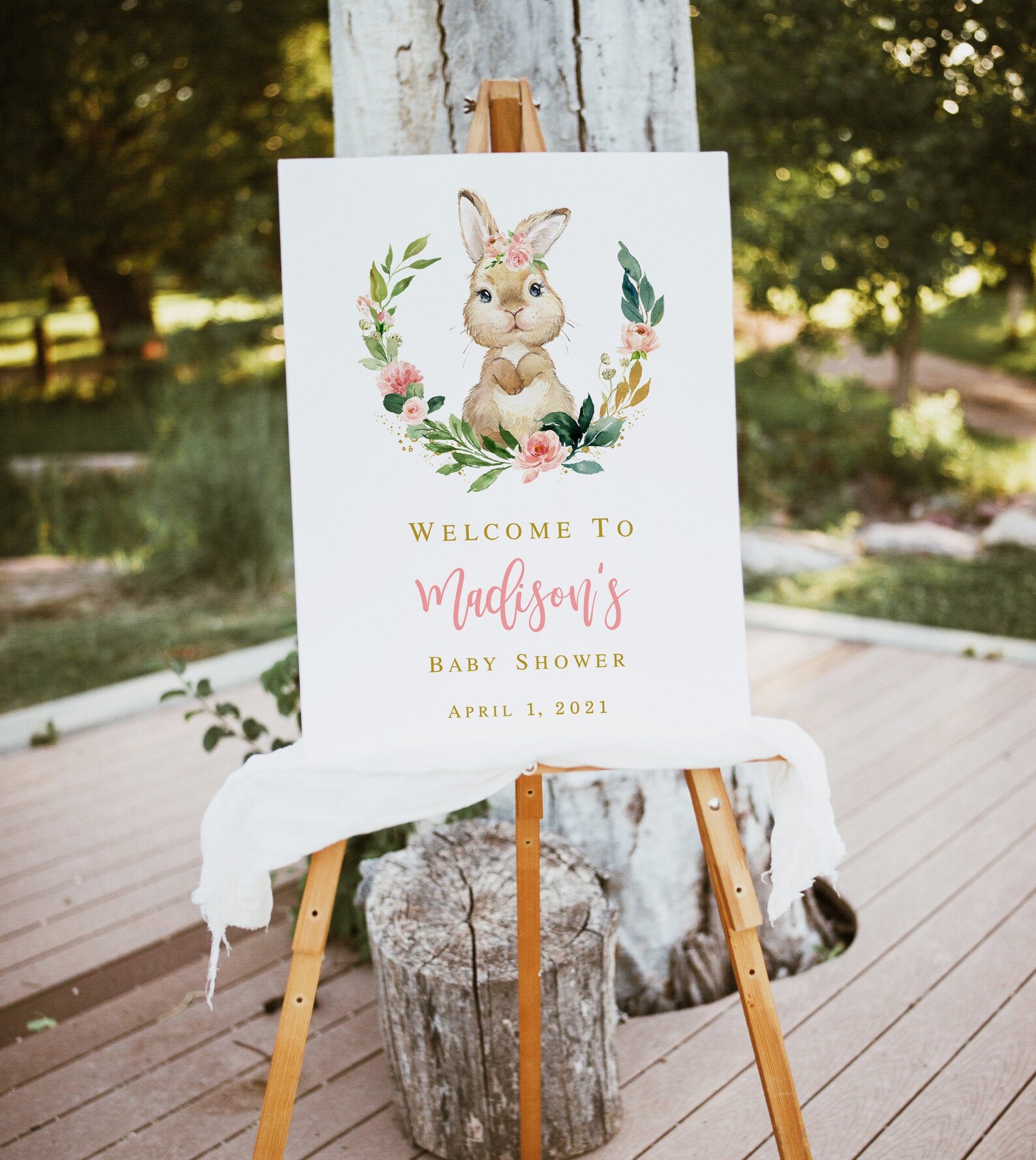 EDITABLE Bunny Welcome Sign Printable, Some Bunny is One, Bunny Baby ...