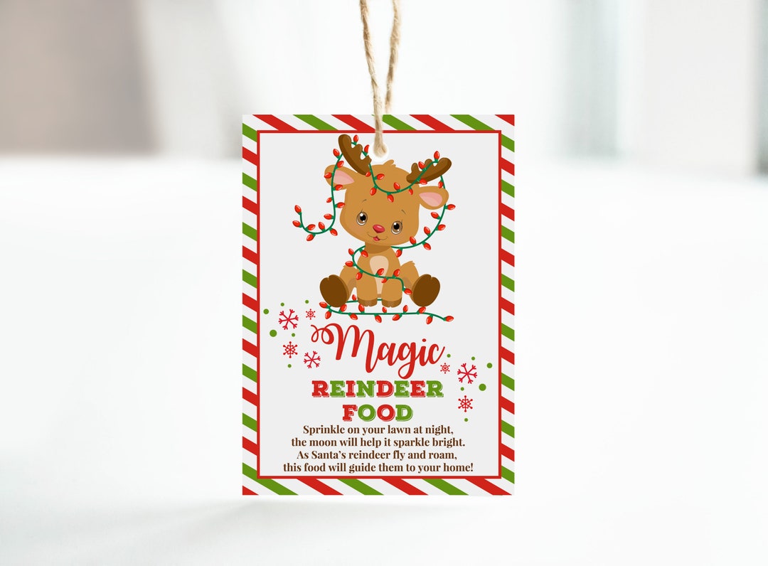 Magic Reindeer Food Tags Printable, Kids Christmas Tag, DIY Class ...