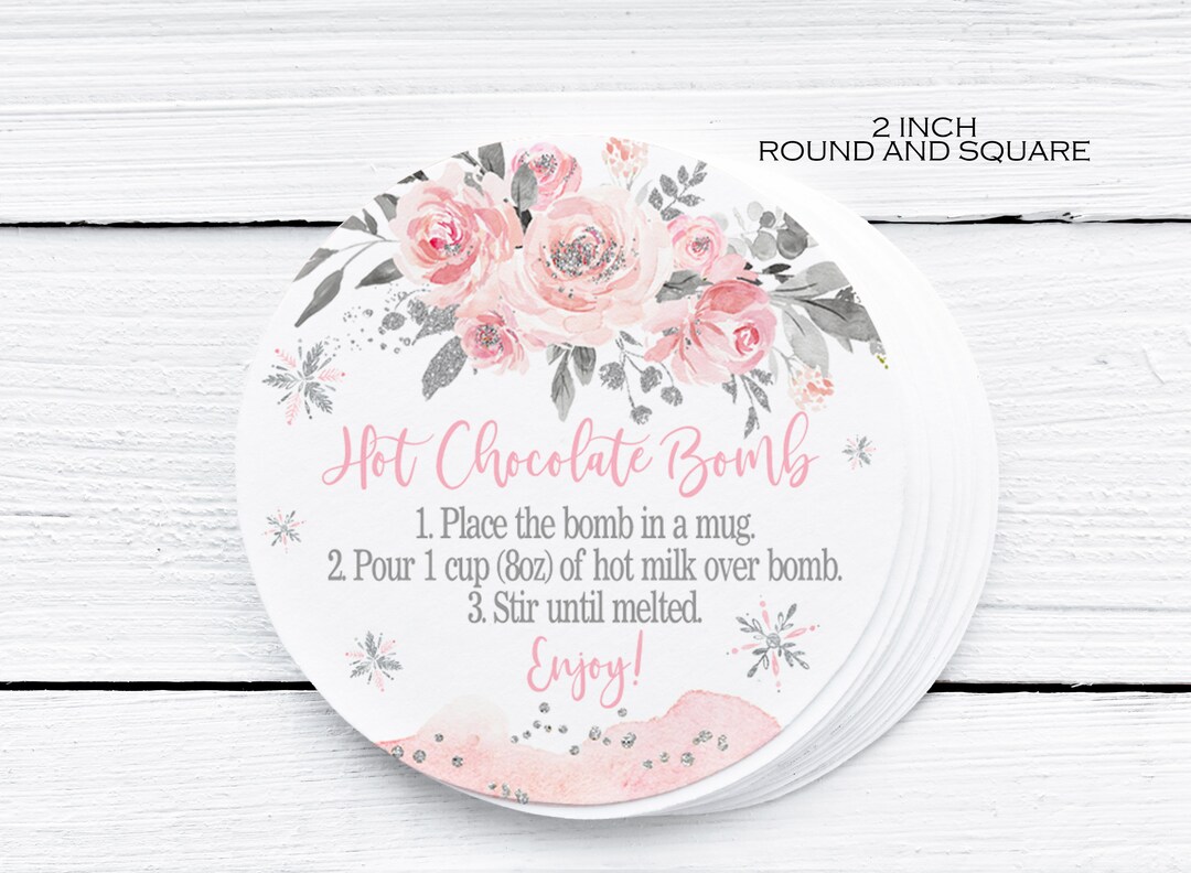 Hot Chocolate Bomb Tags Printable, Hot Cocoa Bomb Instructions, Floral ...