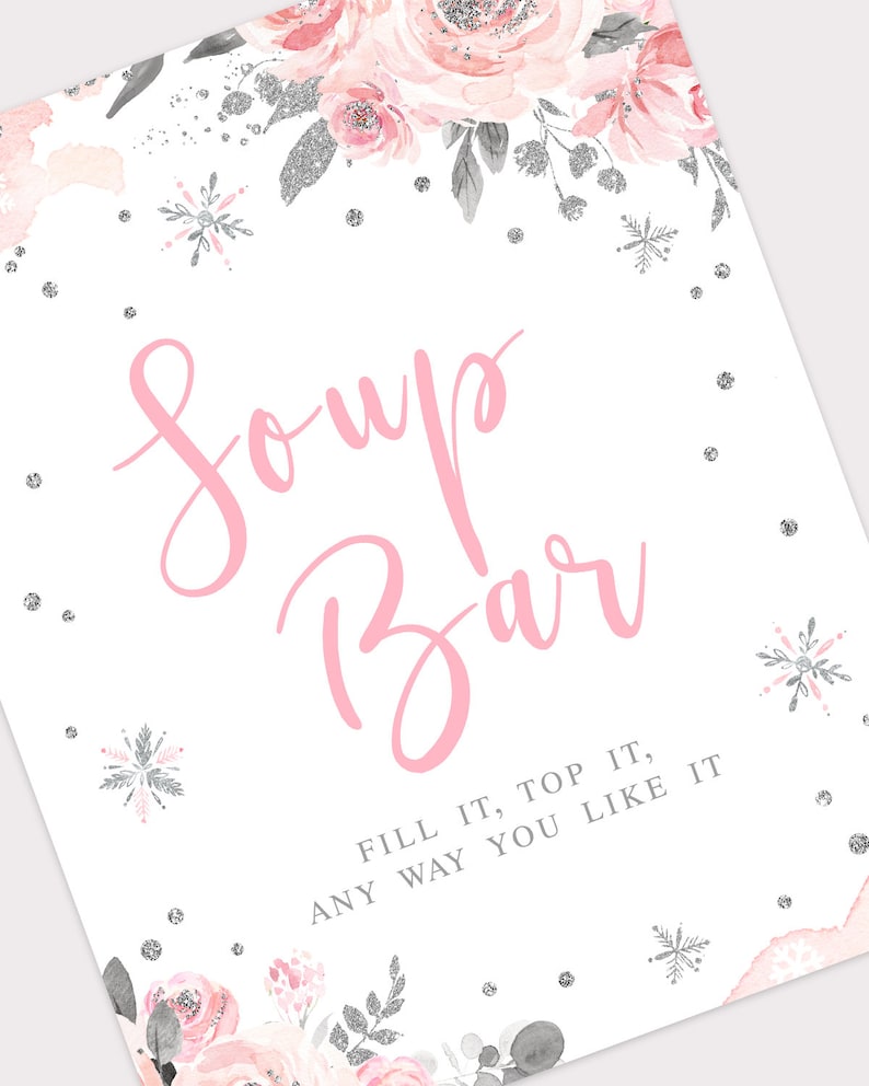 Soup Bar Sign Printable Winter Onederland Table Decoration - Etsy