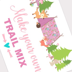 Camping Trail Mix Bar Sign Printable, Girl Camp Birthday Party, Snack ...