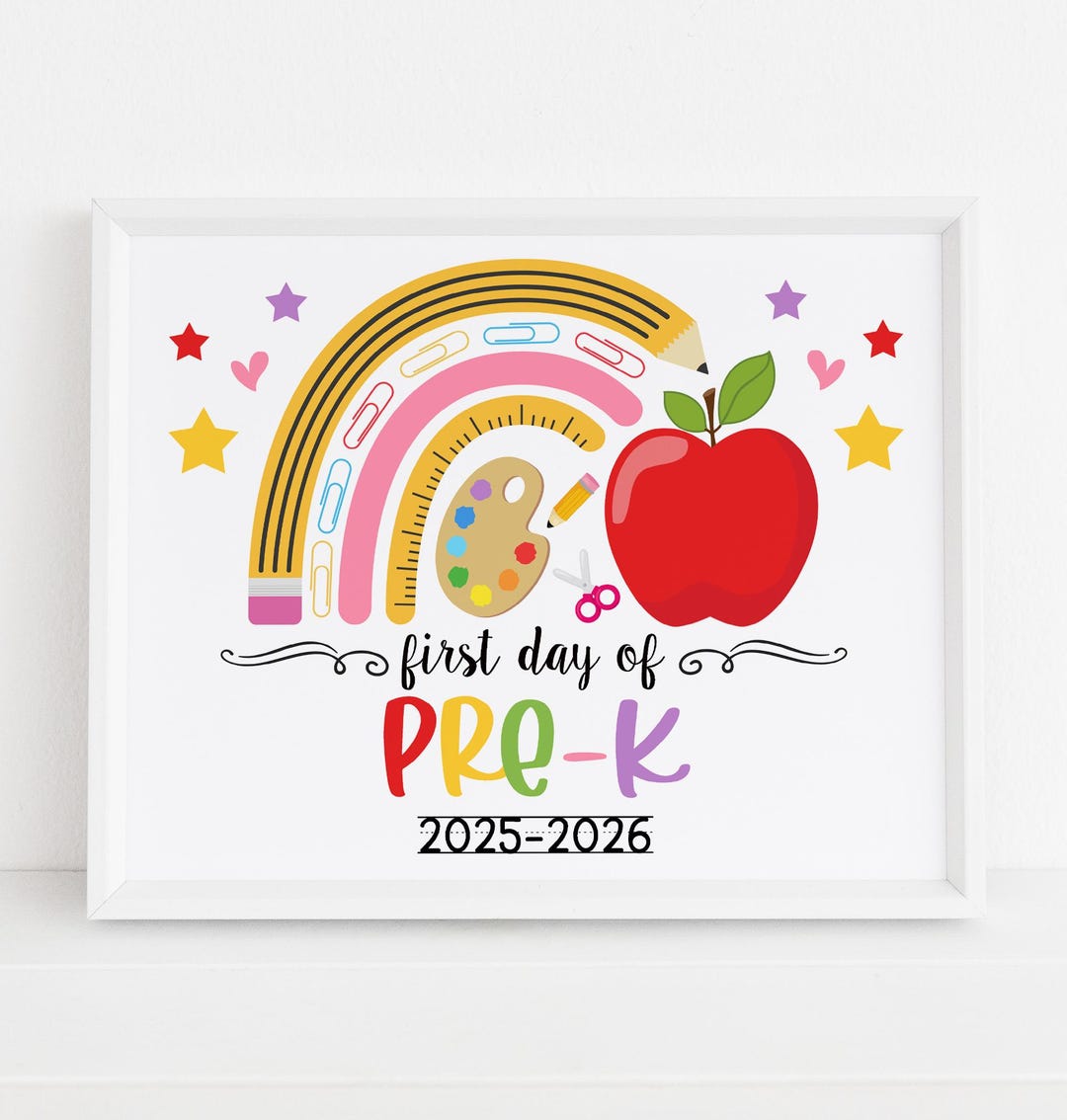 Rainbow First Day of Pre-k Sign Printable, Girl Back to School Poster ...