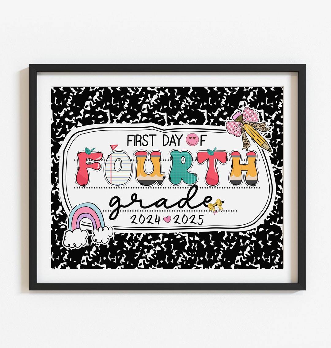 First Day of 4th Grade Sign Printable, Girl Back to School Photo Prop ...